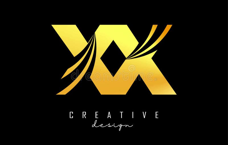 Creative Gold Letters Xx X Logo With Leading Lines And Road Concept Design Letters With