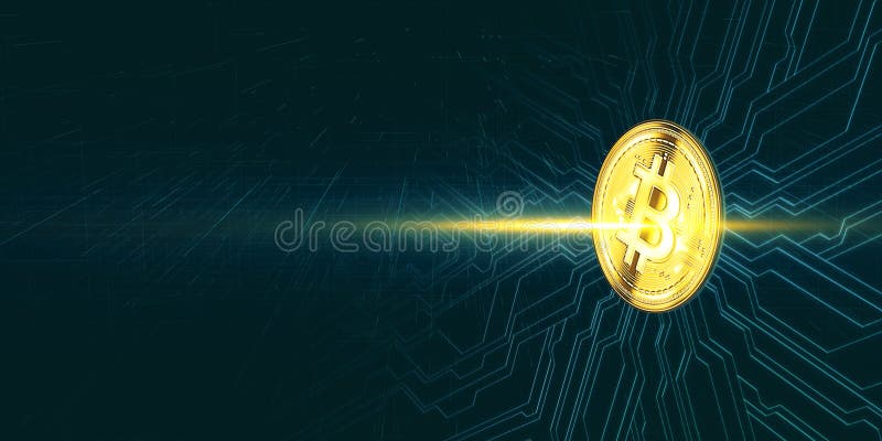 Creative Golden Bitcoin and Circuit on Background with Mock Up Place ...