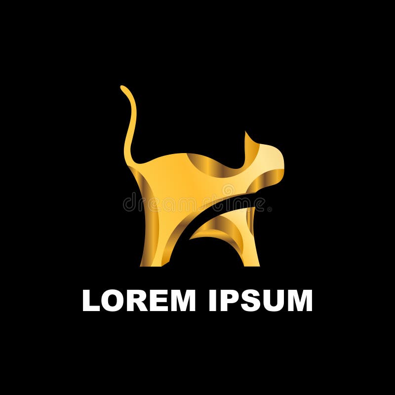 Creative Golden Cat Logo Icon Design Stock Vector - Illustration of ...