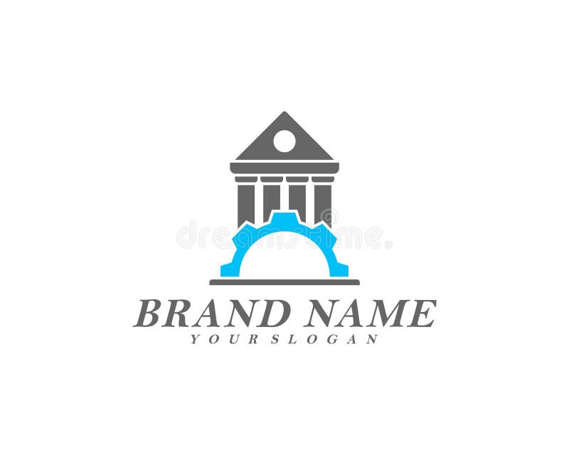 Creative Government Building with Gear Logo Template Vector, Icon ...