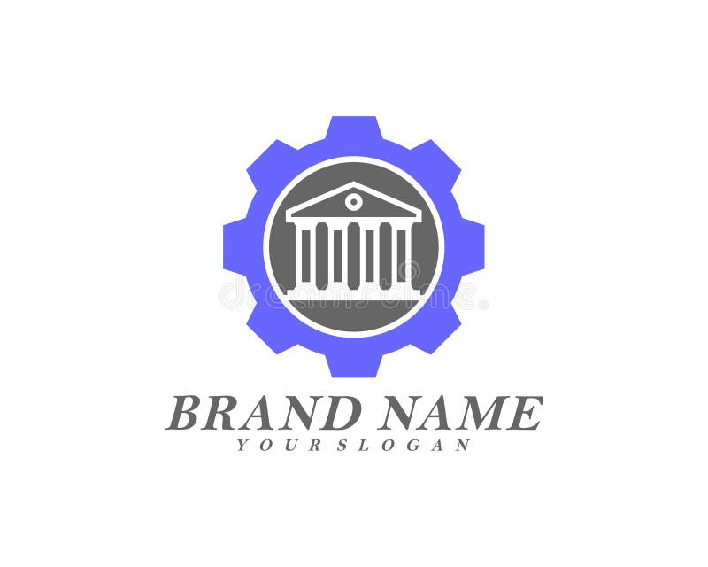 Creative Government Building with Gear Logo Template Vector, Icon ...