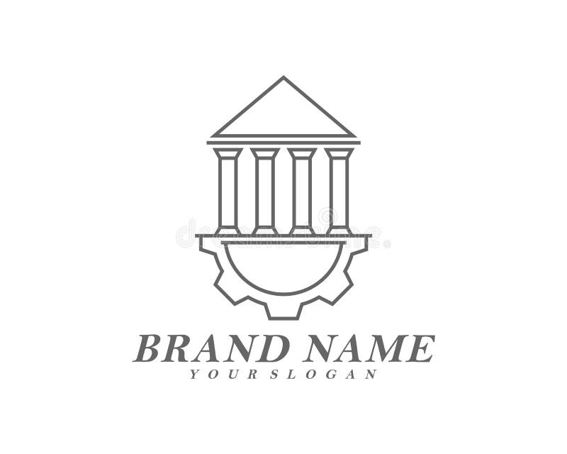 Creative Government Building with Gear Logo Template Vector, Icon ...