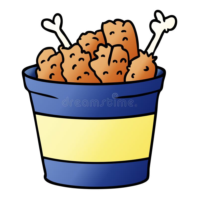 A Creative Gradient Cartoon Doodle Bucket of Fried Chicken Stock Vector ...
