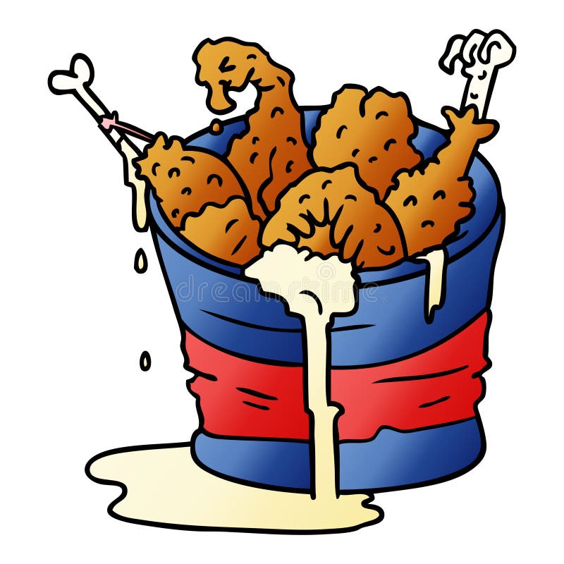 A Creative Gradient Cartoon Doodle Bucket of Fried Chicken Stock Vector ...