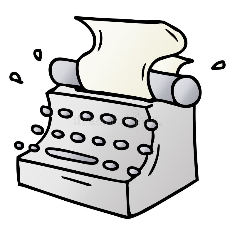 A Creative Gradient Cartoon Doodle of Old School Typewriter Stock ... A Creative Gradient Cartoon Doodle of Old School Typewriter Stock ...