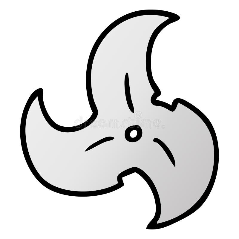 Hand Drawn Gradient Cartoon Doodle of a Single Ninja Throwing Star ...