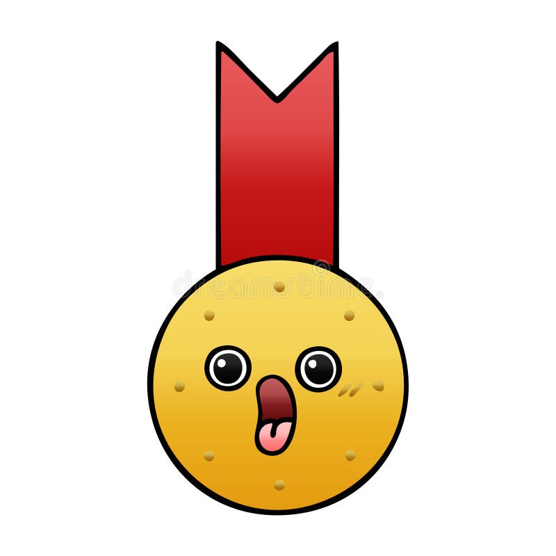 A Creative Gradient Shaded Cartoon Gold Medal Stock Vector ...