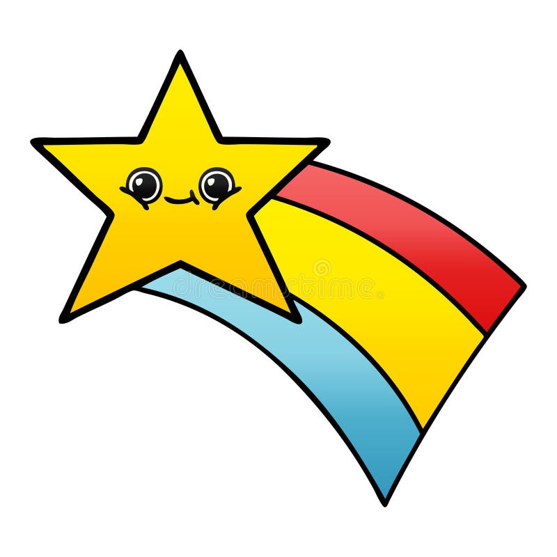 A Creative Gradient Shaded Cartoon Shooting Rainbow Star Stock Vector ...