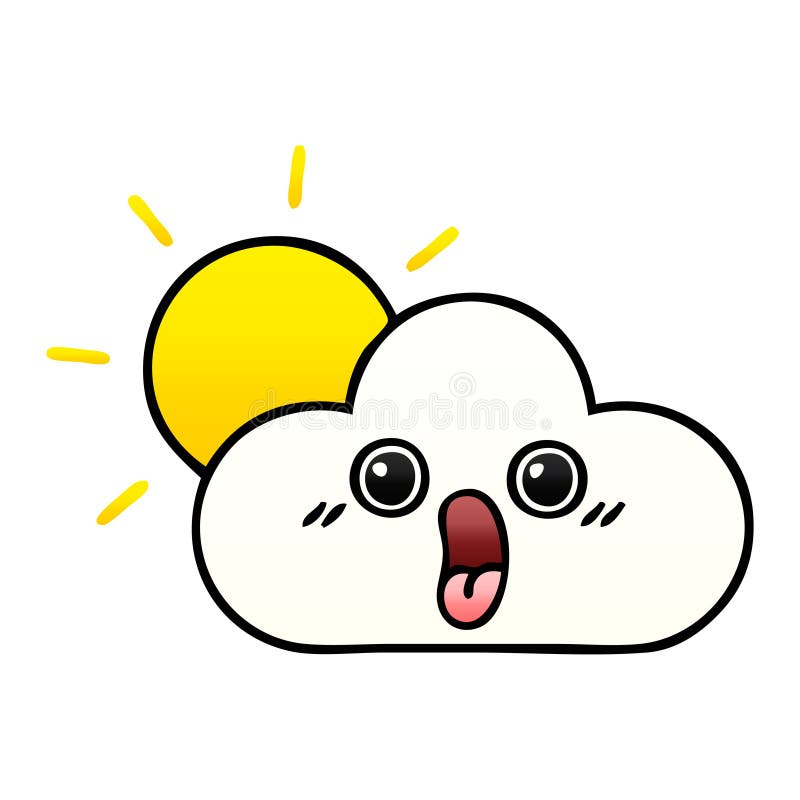 A Creative Gradient Shaded Cartoon Sun and Cloud Stock Vector ...