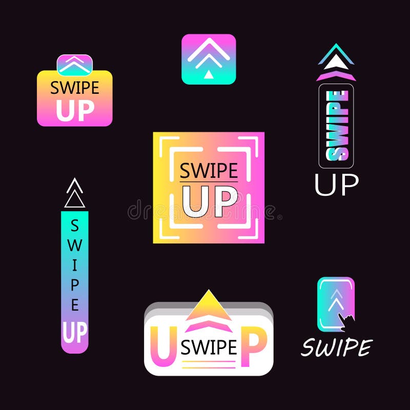 Creative Gradient Swipe Up Icon Set Vector Illustration on Black ...