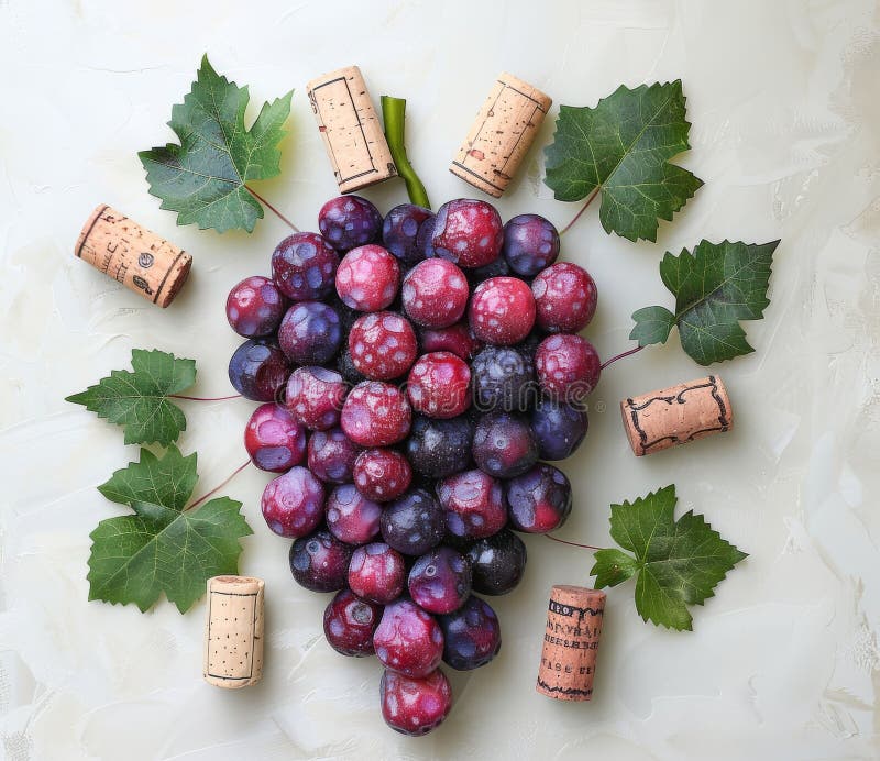 Creative Grape Cluster Made Using Wine Corks and Grapes with Green ...