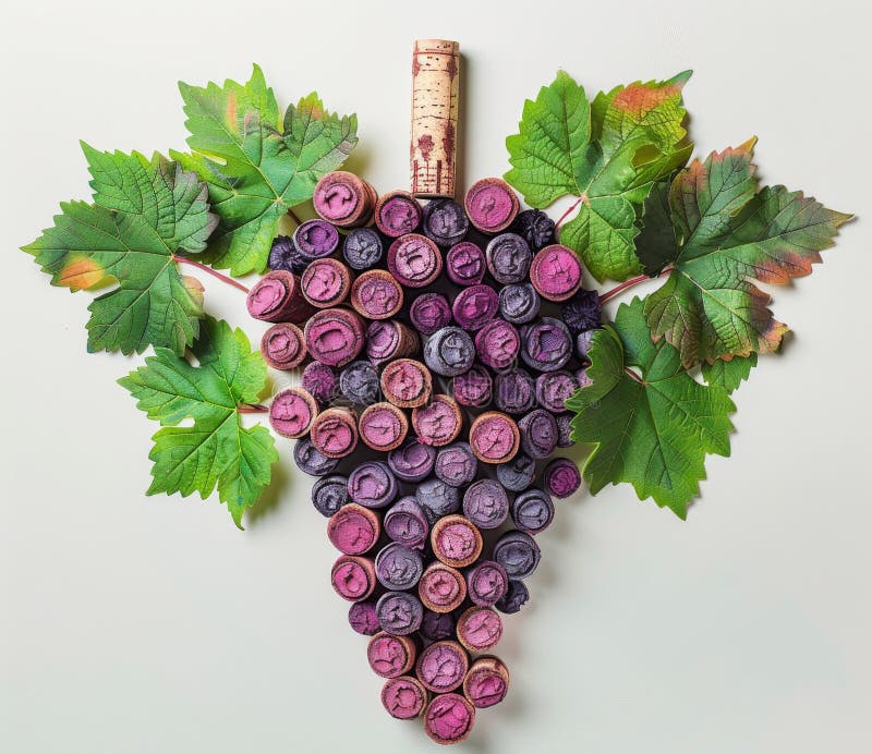 Creative Grape Cluster Made Using Wine Corks and Grapes with Green ...