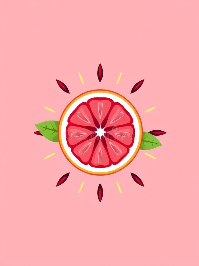 Creative Grapefruit Slice Color Illustration on Soft Background Stock ...