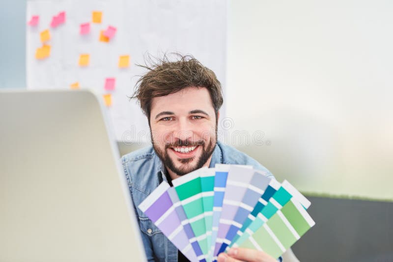 Creative Graphic Designer with Color Samples Stock Photo - Image of ...