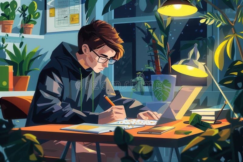 Creative Graphic Designer Designing a Modern Brochure. Creativity and ...