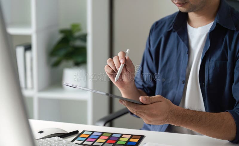 Creative Graphic Designer Selecting Colors for Innovative Digital ...