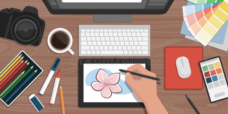 Creative Graphic Designer at Work Stock Vector - Illustration of ...