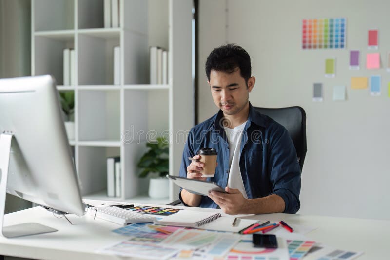 Creative Graphic Designer Working on Website Design Project in Modern ...