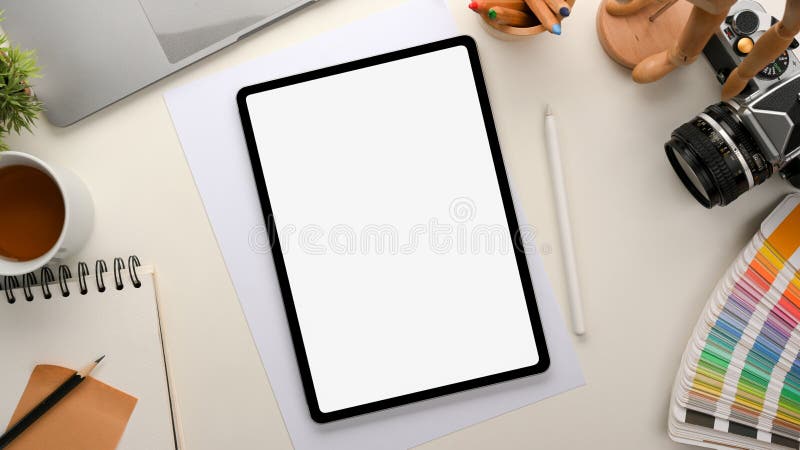 Creative Graphic Designer Workspace with Wireless Touchpad Computer ...