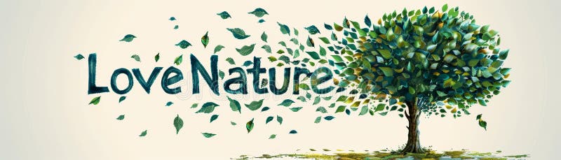 A Creative Graphic Featuring a Tree with Text Love Nature, Symbolizing ...