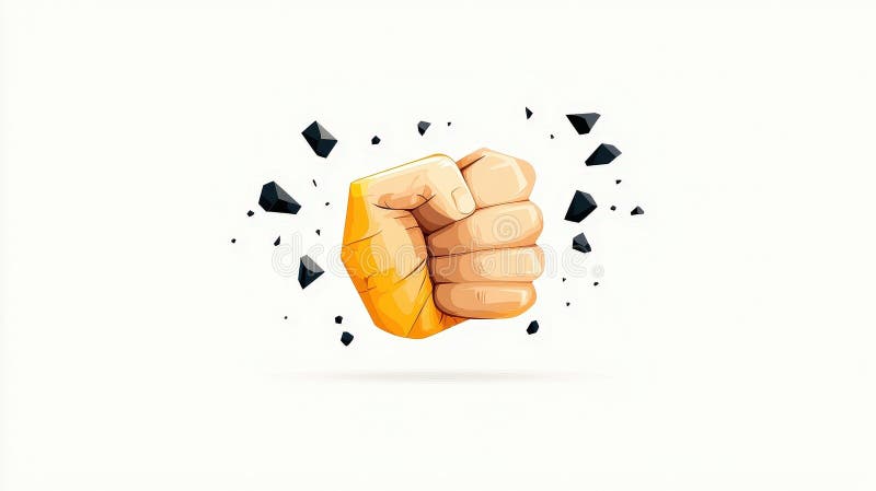 Creative Graphic Illustration of a Clenched Fist Breaking through ...