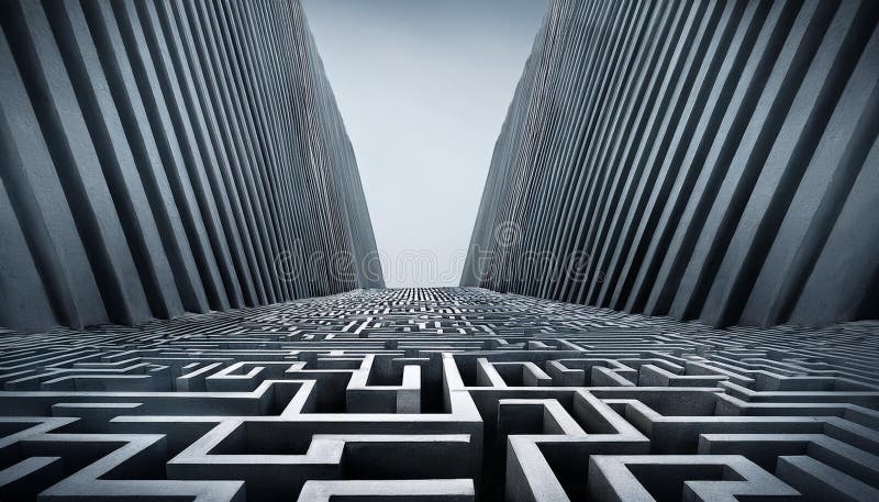 Creative Gray Maze Backdrop Stock Illustration - Illustration of ...