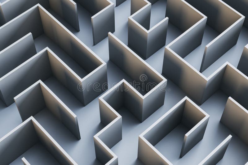 Creative Gray Maze Backdrop. Solution, Way Out and Challenge Concept ...