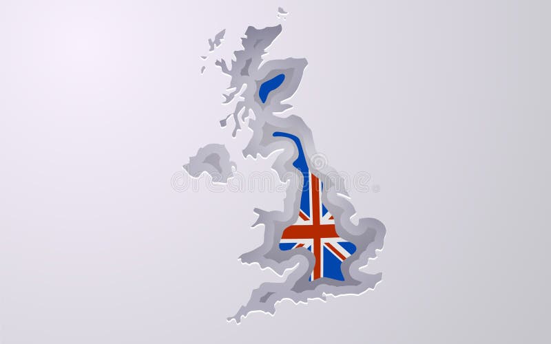 Creative Great Britain Map with Flag Colors in Paper Cut Style. Stock ...