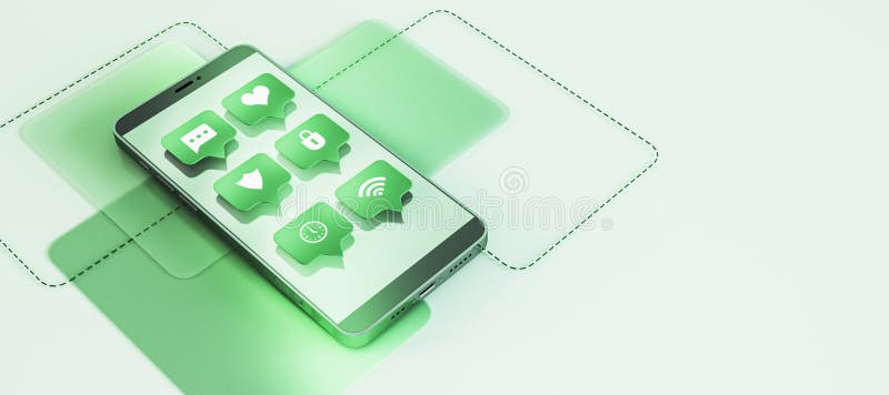 Creative Cellphone with Communication Icons on Screen. Social Media and ...