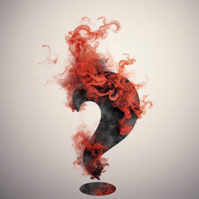 Creative Grey Question Mark with Red Fire Close-up. Question Concept ...