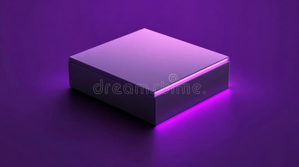 Creative Grey Rectangular Box with Purple Glow in a Deep Purple Setting ...