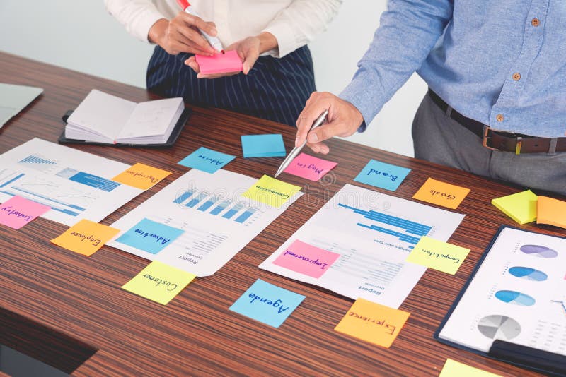 Creative Group of Business People Brainstorming Use Sticky Notes ...