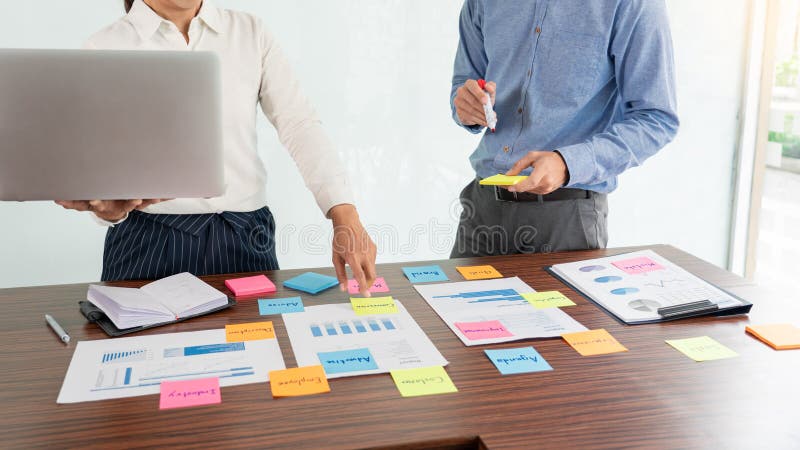 Creative Group of Business People Brainstorming Use Sticky Notes ...