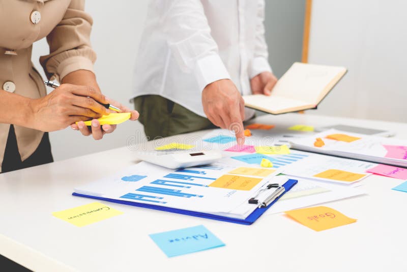 Creative Group of Business People Brainstorming Use Sticky Notes To ...