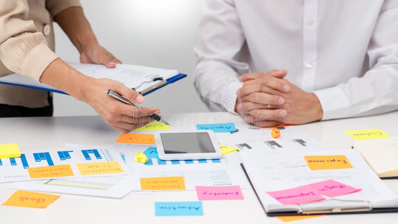 Creative Group of Business People Brainstorming Use Sticky Notes To ...