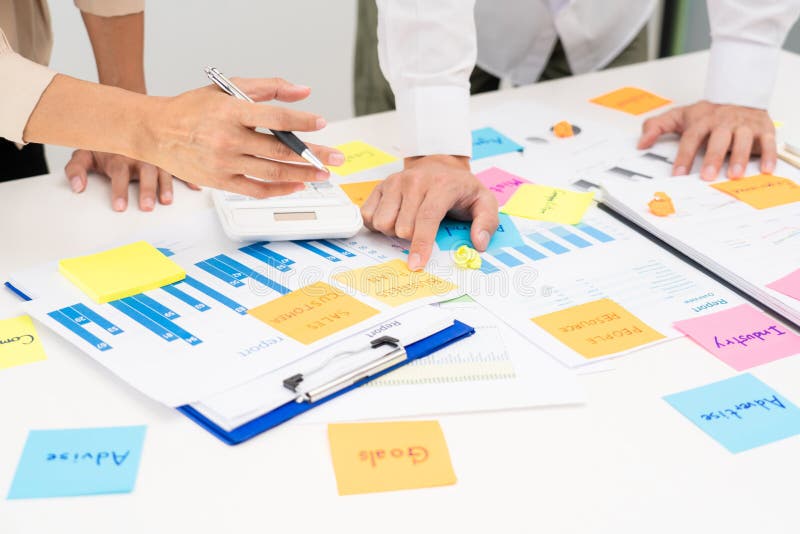 Creative Group of Business People Brainstorming Use Sticky Notes To ...