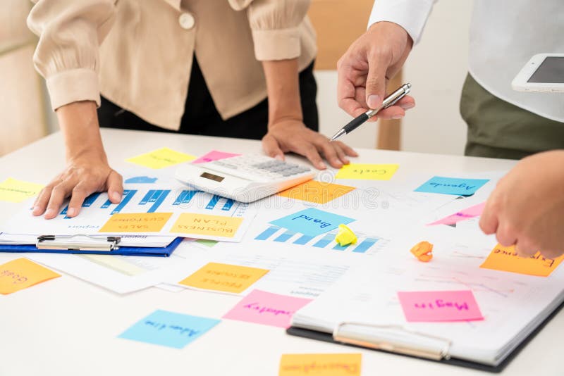 Creative Group of Business People Brainstorming Use Sticky Notes To ...