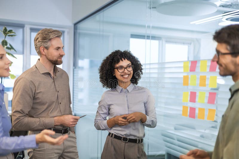 Creative Group or Business People Planning Innovation with Sticky Notes ...