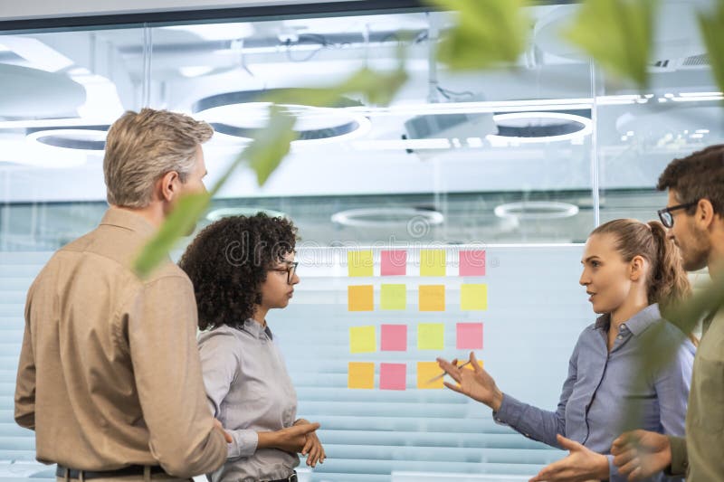 Creative Group or Business People Planning Innovation with Sticky Notes ...