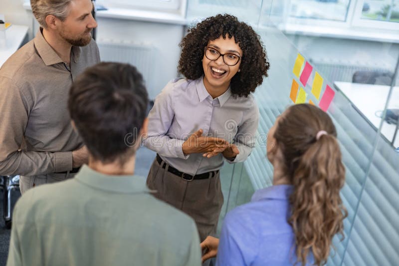 Creative Group or Business People Planning Innovation with Sticky Notes ...