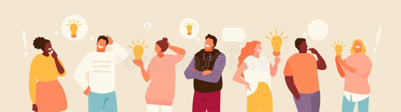 Group of people with ideas stock vector. Illustration of idea - 169258832