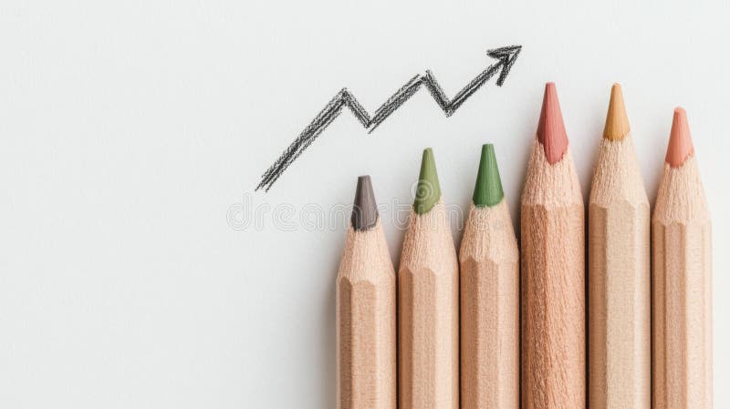 Creative Growth Concept with Colored Pencils and Rising Graph Stock ...