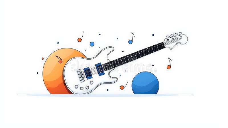 Creative Guitar Illustration with Musical Notes and Colorful Abstract ...