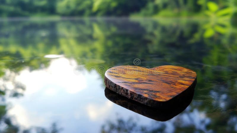 Creative Guitar Pick Made of Bark Reflecting Forest Scenery on a Calm ...