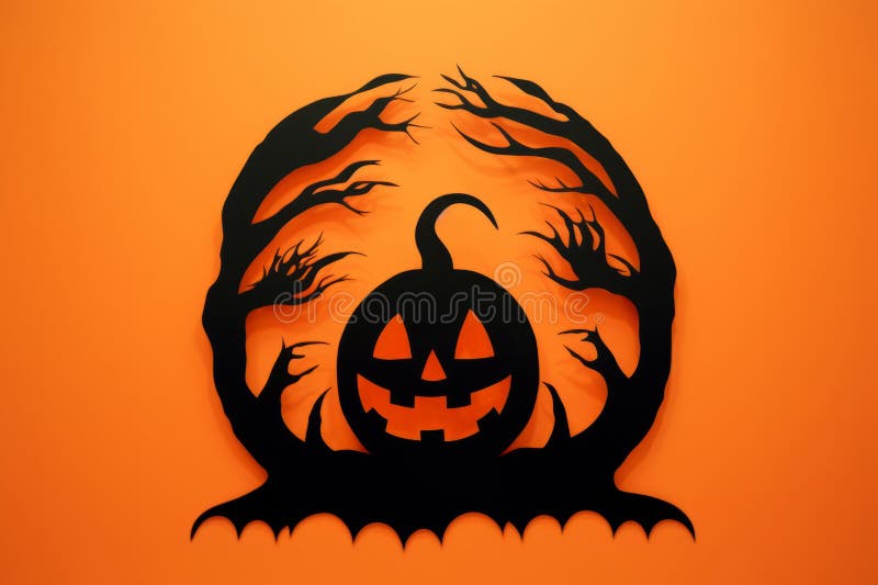 Creative Halloween Pumpkin. Paper Cut Out Illustration Style Stock ...