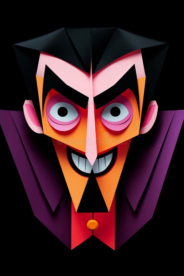 Creative Halloween Vampire Dracula Portrait. Paper Cut Out Illustration ...