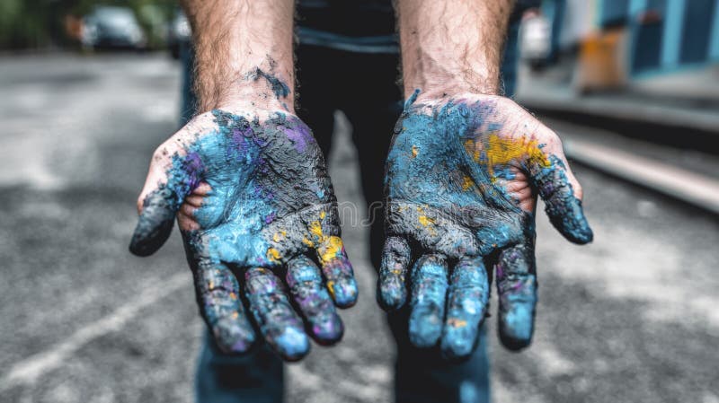 Creative Hand Art Event Colorful Illustration in Urban Environment ...