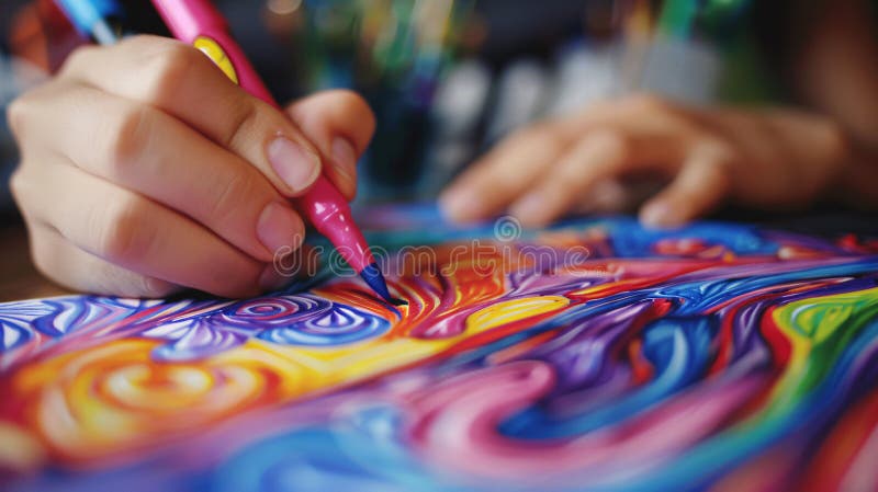 Creative Hand Drawing Colorful Patterns with Markers. Stock ...