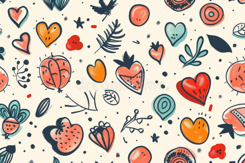 Creative Hand-drawn Cartoon Pattern Design. Stock Illustration ...