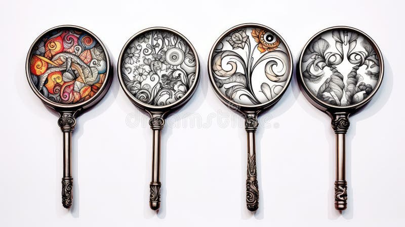 Creative Hand Drawn Magnifying Glass Stock Illustration - Illustration ...
